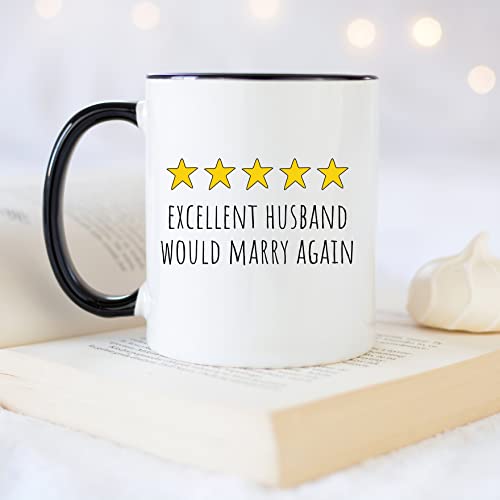 YouNique Designs Wedding Anniversary Mug for Him, 11 Ounces, Husband Mug, I Love You Cup for Him, Just Because Mug for Him, Groom Coffee Mug, Honeymoon Coffee Cup (Black Handle)