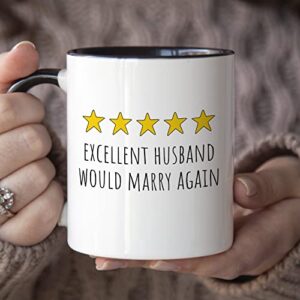 YouNique Designs Wedding Anniversary Mug for Him, 11 Ounces, Husband Mug, I Love You Cup for Him, Just Because Mug for Him, Groom Coffee Mug, Honeymoon Coffee Cup (Black Handle)