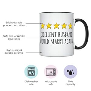 YouNique Designs Wedding Anniversary Mug for Him, 11 Ounces, Husband Mug, I Love You Cup for Him, Just Because Mug for Him, Groom Coffee Mug, Honeymoon Coffee Cup (Black Handle)