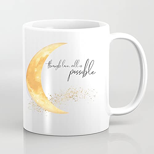 Through Love Mug Crescent City House Of Earth And Blood Sarah J Maas Inspired Mug Bookish Gift, 11oz, 15oz Funny Ceramic Novelty Coffee Mugs, Tea Cup Gift Present For Christmas, Birthday Thanks Givin