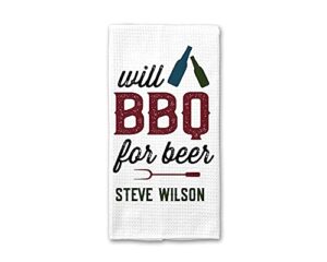 personalized bbq for beer grilling towel | custom waffle weave dish towel | personalized kitchen towel | men grilling gift | personalized dish towel | barbecue gift | men’s kitchen gift