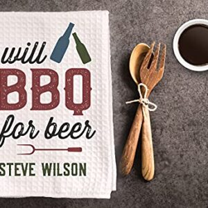 Personalized BBQ for Beer Grilling Towel | Custom Waffle Weave Dish Towel | Personalized Kitchen Towel | Men Grilling Gift | Personalized Dish Towel | Barbecue Gift | Men's Kitchen Gift