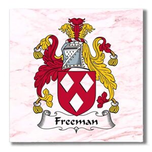 carpe diem designs freeman family crest/coat of arms ceramic tile for coaster, hot plate, trivet or decorative accent