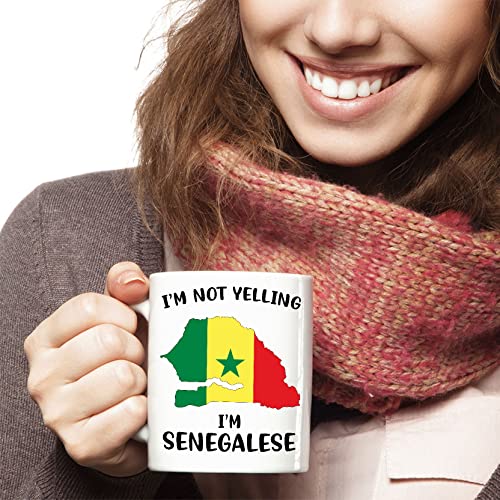 Funny Senegal Pride Coffee Mugs, I'm Not Yelling I'm Senegalese Mug, Gift Idea for Senegalese Men and Women Featuring the Country Map and Flag, Proud Patriot Souvenirs and Gifts