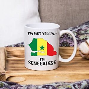 Funny Senegal Pride Coffee Mugs, I'm Not Yelling I'm Senegalese Mug, Gift Idea for Senegalese Men and Women Featuring the Country Map and Flag, Proud Patriot Souvenirs and Gifts