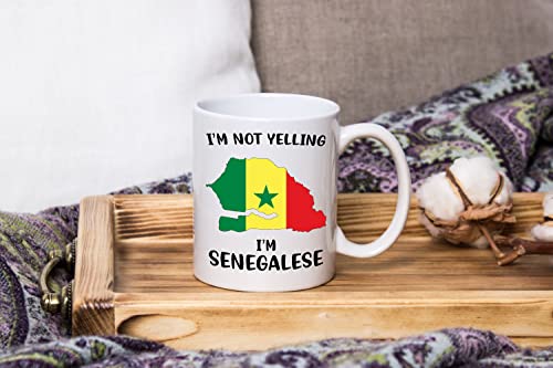 Funny Senegal Pride Coffee Mugs, I'm Not Yelling I'm Senegalese Mug, Gift Idea for Senegalese Men and Women Featuring the Country Map and Flag, Proud Patriot Souvenirs and Gifts