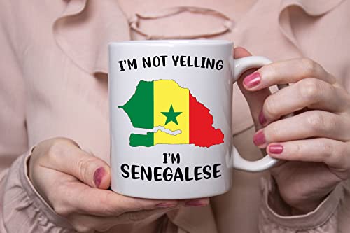 Funny Senegal Pride Coffee Mugs, I'm Not Yelling I'm Senegalese Mug, Gift Idea for Senegalese Men and Women Featuring the Country Map and Flag, Proud Patriot Souvenirs and Gifts