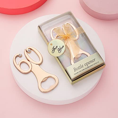 12 PCS Bottle Opener Gold 60th Birthday Party Favor 60 Anniversary Favors for Guests, 60th Birthday Party Decorations Beer Bottle Openers for Birthday Party Gift Souvenir Supplies（Send 12 gift bags）