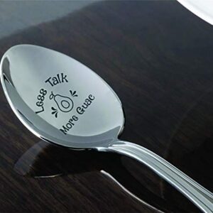 Avocado gift for avocado lover | Funny vegan gift kids | Children gift from dad/mom| Christmas gift ideas for Guacamole lover | Avocado gift Less talk more guac engraved spoon gift for men/women