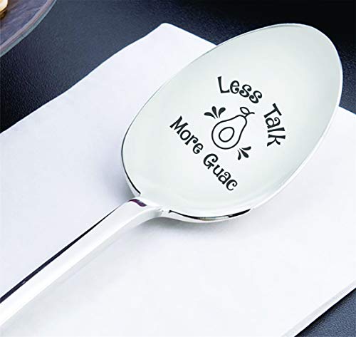 Avocado gift for avocado lover | Funny vegan gift kids | Children gift from dad/mom| Christmas gift ideas for Guacamole lover | Avocado gift Less talk more guac engraved spoon gift for men/women