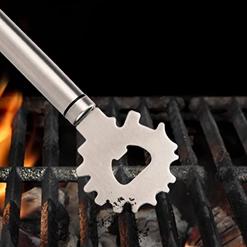 WishDirect Grill Scraper Stainless Steel Bristle-Free Grate Cleaner Tool with 5 inch Handle & Built-in Bottle Opener for BBQ Grills