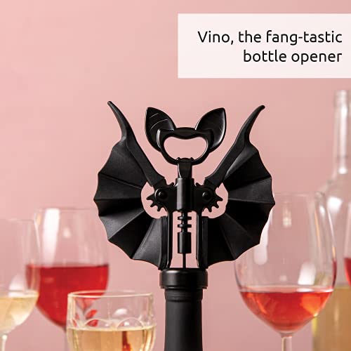 OTOTO Vino Spooky Bat Wine Opener - 2-in-1 Wine & Beer Opener, Corkscrew & Bottle Opener - Wine Accessories & Gifts for Wine Lovers