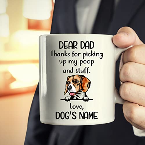 Personalized Beagle Coffee Mug, Custom Dog Name, Customized Gifts For Dog Dad, Father's Day, Birthday Halloween Xmas Thanksgiving Gift For Dog Lovers, Thanks For Picking Up My Stuff Mugs