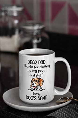 Personalized Beagle Coffee Mug, Custom Dog Name, Customized Gifts For Dog Dad, Father's Day, Birthday Halloween Xmas Thanksgiving Gift For Dog Lovers, Thanks For Picking Up My Stuff Mugs