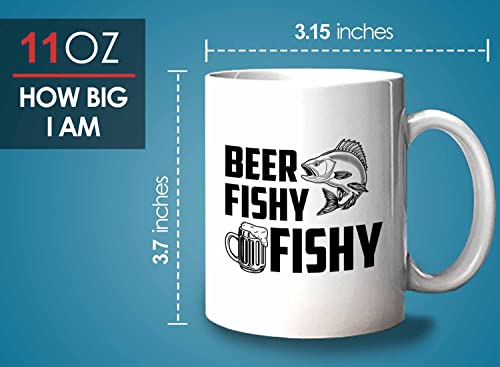 Fisher Coffee Mug 11oz White - Beer Fishy Fishy - Fisherman Funny Witty Fish River Fishing Lures Flounder Net Alcoholic Lover