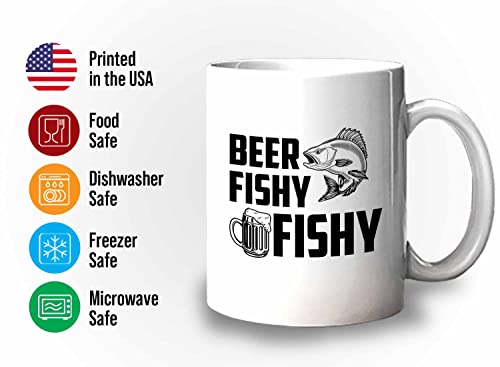 Fisher Coffee Mug 11oz White - Beer Fishy Fishy - Fisherman Funny Witty Fish River Fishing Lures Flounder Net Alcoholic Lover