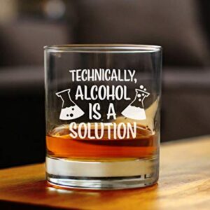 Alcohol Is A Solution - Whiskey Rocks Glass - Funny Science Teacher Gifts for Women & Men - Fun Drinking Decor - 10.25 Oz