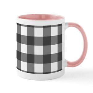 cafepress black white buffalo plaid mugs ceramic coffee mug, tea cup 11 oz