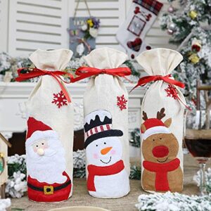 hobbms new christmas supplies red wine bottle set old man snowman elk red wine bag household items decorations，christmas decoration xmas wine bottle set fun christmas theme cutlery wine bottle