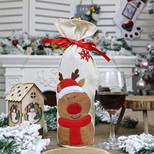 HOBBMS New Christmas Supplies Red Wine Bottle Set Old Man Snowman Elk Red Wine Bag Household Items Decorations，Christmas Decoration Xmas Wine Bottle Set Fun Christmas Theme Cutlery Wine Bottle