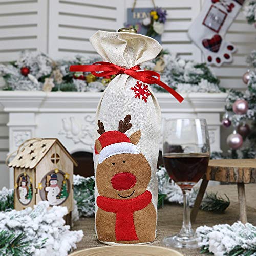 HOBBMS New Christmas Supplies Red Wine Bottle Set Old Man Snowman Elk Red Wine Bag Household Items Decorations，Christmas Decoration Xmas Wine Bottle Set Fun Christmas Theme Cutlery Wine Bottle