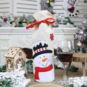 HOBBMS New Christmas Supplies Red Wine Bottle Set Old Man Snowman Elk Red Wine Bag Household Items Decorations，Christmas Decoration Xmas Wine Bottle Set Fun Christmas Theme Cutlery Wine Bottle