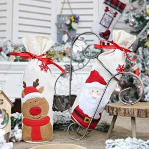 HOBBMS New Christmas Supplies Red Wine Bottle Set Old Man Snowman Elk Red Wine Bag Household Items Decorations，Christmas Decoration Xmas Wine Bottle Set Fun Christmas Theme Cutlery Wine Bottle