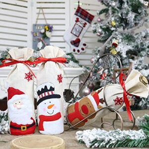 HOBBMS New Christmas Supplies Red Wine Bottle Set Old Man Snowman Elk Red Wine Bag Household Items Decorations，Christmas Decoration Xmas Wine Bottle Set Fun Christmas Theme Cutlery Wine Bottle