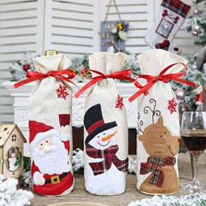 hobbms new christmas wine bottle set decorations supplies old man snowman elk red wine bag household items，christmas decoration xmas wine bottle set fun christmas theme cutlery wine bottle