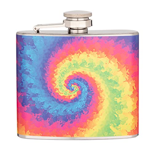 Rainbow Tie Dye Swirl 5 oz. Stainless Steel Flask