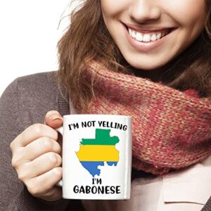 Funny Gabon Pride Coffee Mugs, I'm Not Yelling I'm Gabonese Mug, Gift Idea for Gabonese Men and Women Featuring the Country Map and Flag, Proud Patriot Souvenirs and Gifts