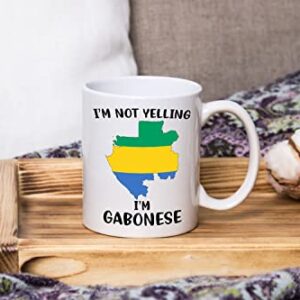 Funny Gabon Pride Coffee Mugs, I'm Not Yelling I'm Gabonese Mug, Gift Idea for Gabonese Men and Women Featuring the Country Map and Flag, Proud Patriot Souvenirs and Gifts