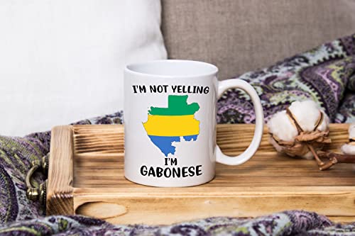 Funny Gabon Pride Coffee Mugs, I'm Not Yelling I'm Gabonese Mug, Gift Idea for Gabonese Men and Women Featuring the Country Map and Flag, Proud Patriot Souvenirs and Gifts