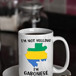 Funny Gabon Pride Coffee Mugs, I'm Not Yelling I'm Gabonese Mug, Gift Idea for Gabonese Men and Women Featuring the Country Map and Flag, Proud Patriot Souvenirs and Gifts