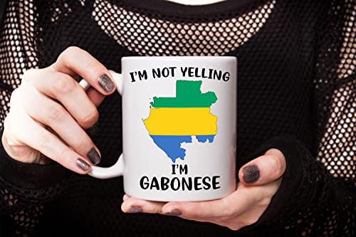 Funny Gabon Pride Coffee Mugs, I'm Not Yelling I'm Gabonese Mug, Gift Idea for Gabonese Men and Women Featuring the Country Map and Flag, Proud Patriot Souvenirs and Gifts