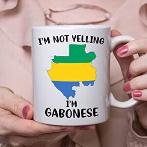 Funny Gabon Pride Coffee Mugs, I'm Not Yelling I'm Gabonese Mug, Gift Idea for Gabonese Men and Women Featuring the Country Map and Flag, Proud Patriot Souvenirs and Gifts