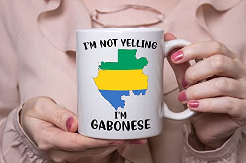 Funny Gabon Pride Coffee Mugs, I'm Not Yelling I'm Gabonese Mug, Gift Idea for Gabonese Men and Women Featuring the Country Map and Flag, Proud Patriot Souvenirs and Gifts