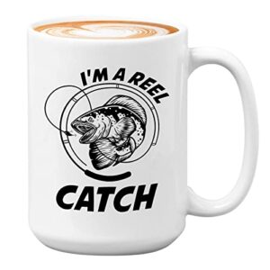 bubble hugs fishing coffee mug 15oz white – reel fish catch a – bass fishing spooler boat lovers lures rod funny fisherman joke retirement grandpa