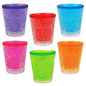 shot glasses set of 6 freezer fun game shot glass for men & women, keep your shot or jello shots colder longer, best gift idea for bachelor party shot glasses (multicolor 6 pack)