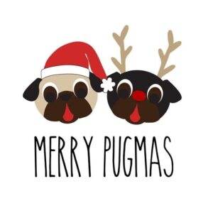 CafePress Merry Pugmas Christmas Pug Santa & Reindeer Mugs Ceramic Coffee Mug, Tea Cup 11 oz