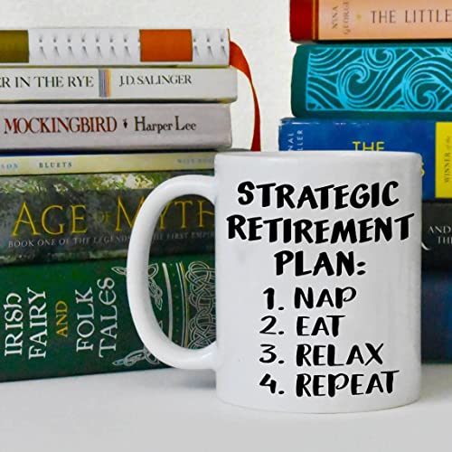 Generic Funny Coffee Mug Retirement Gifts for Women Men, white 11 Oz Funny Mug Strategic Retirement Plan Nap Eat Relax Repeat, Retirement Gifts for Women, Funny Gift for Gag Gift, Elephant, Christmas