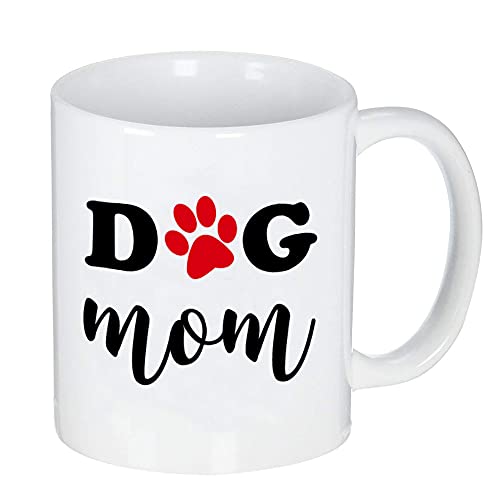 LOZACHE Dog Mom Gifts for Women, 11oz Best Dog Mom Ever Coffee Mug Cup Dog Lovers Gift For Mom, Fur Mama, Wife, Mother, Sister, Aunt, Her, or Friends (Dog)