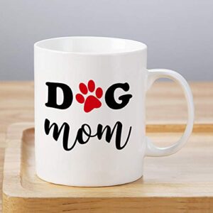 LOZACHE Dog Mom Gifts for Women, 11oz Best Dog Mom Ever Coffee Mug Cup Dog Lovers Gift For Mom, Fur Mama, Wife, Mother, Sister, Aunt, Her, or Friends (Dog)