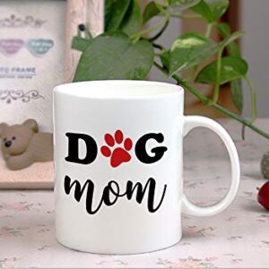 LOZACHE Dog Mom Gifts for Women, 11oz Best Dog Mom Ever Coffee Mug Cup Dog Lovers Gift For Mom, Fur Mama, Wife, Mother, Sister, Aunt, Her, or Friends (Dog)