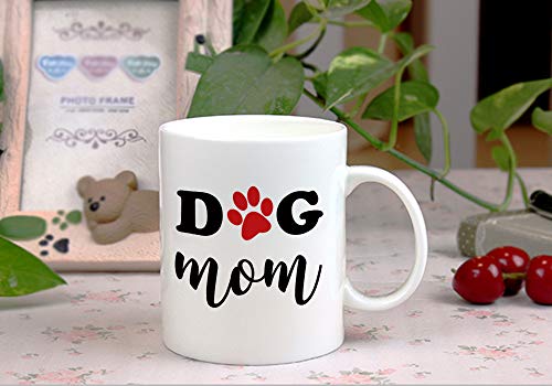 LOZACHE Dog Mom Gifts for Women, 11oz Best Dog Mom Ever Coffee Mug Cup Dog Lovers Gift For Mom, Fur Mama, Wife, Mother, Sister, Aunt, Her, or Friends (Dog)