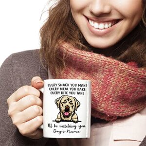 Personalized Labrador Retriever Coffee Mug, Every Snack You Make I'll Be Watching You, Customized Dog Mugs for Mom Dad, Gifts for Dog Lover, Mothers Day, Fathers Day, Birthday Presents