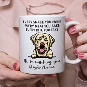 Personalized Labrador Retriever Coffee Mug, Every Snack You Make I'll Be Watching You, Customized Dog Mugs for Mom Dad, Gifts for Dog Lover, Mothers Day, Fathers Day, Birthday Presents