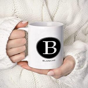 monogram letter b coffee cup monogram initials coffee mug custom last name mug initials letter white porcelain tea mug 11oz gift for women men mom dad coworker employee human resources