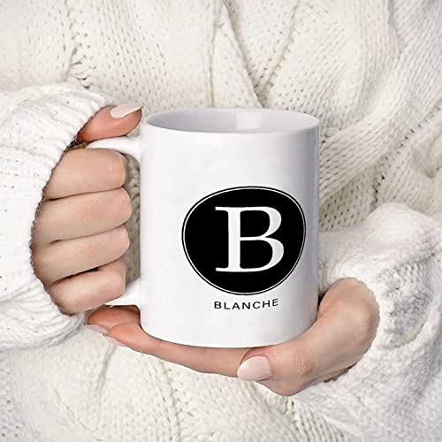 Monogram Letter B Coffee Cup Monogram Initials Coffee Mug Custom Last Name Mug Initials Letter White Porcelain Tea Mug 11oz Gift for Women Men Mom Dad Coworker Employee Human Resources