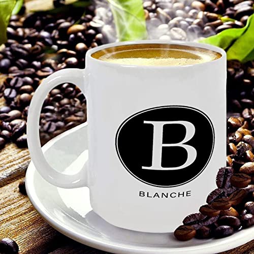 Monogram Letter B Coffee Cup Monogram Initials Coffee Mug Custom Last Name Mug Initials Letter White Porcelain Tea Mug 11oz Gift for Women Men Mom Dad Coworker Employee Human Resources